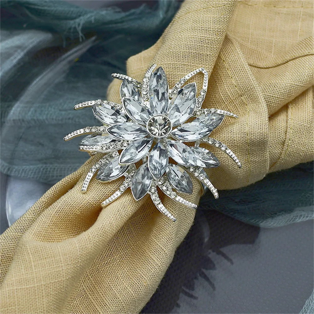 Rhinestone-Napkin-Ring-Luxury-Crystal-Lotus-Napkin-Buckles-Metal-Silver ...