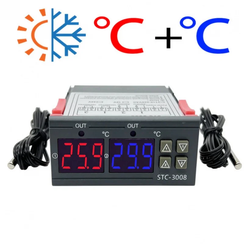 Dual Digital STC-3008 Temperature Controller Two Relay Output ...