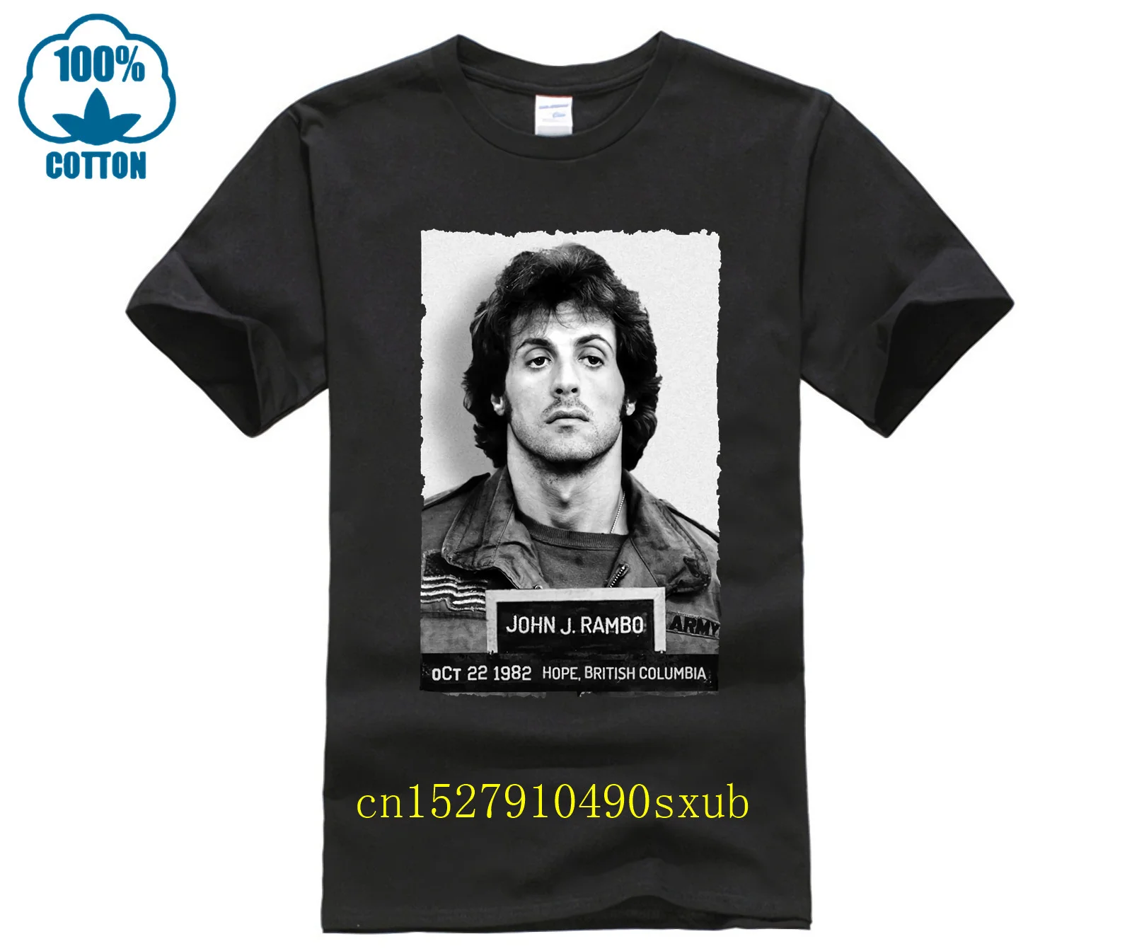 Camiseta-de-manga-corta-con-estampado-de-John-Rambo-Mugshot-para-hombre ...