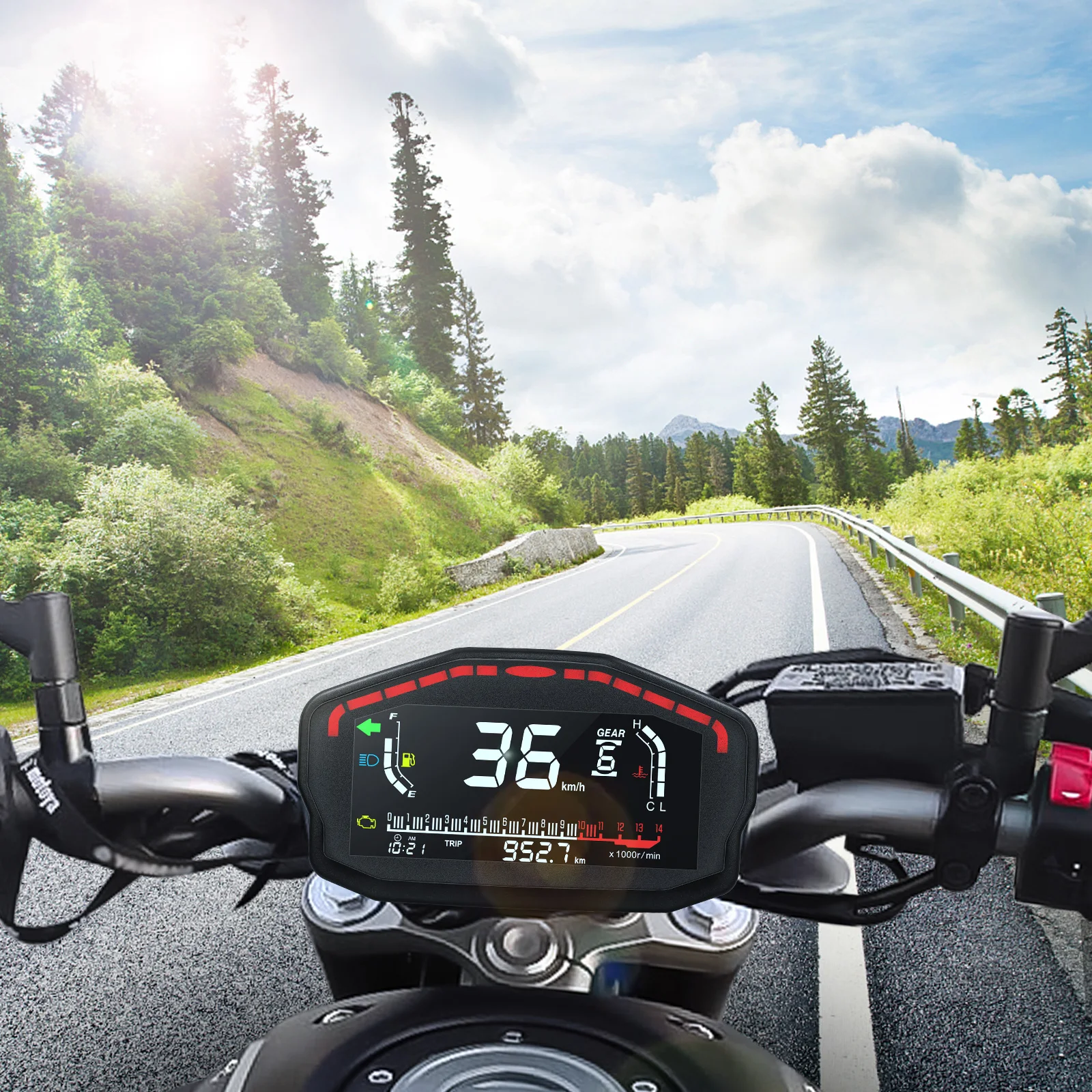 Motorcycle Thermometer Digital 12V Speed Meter Speedometer Universal ...