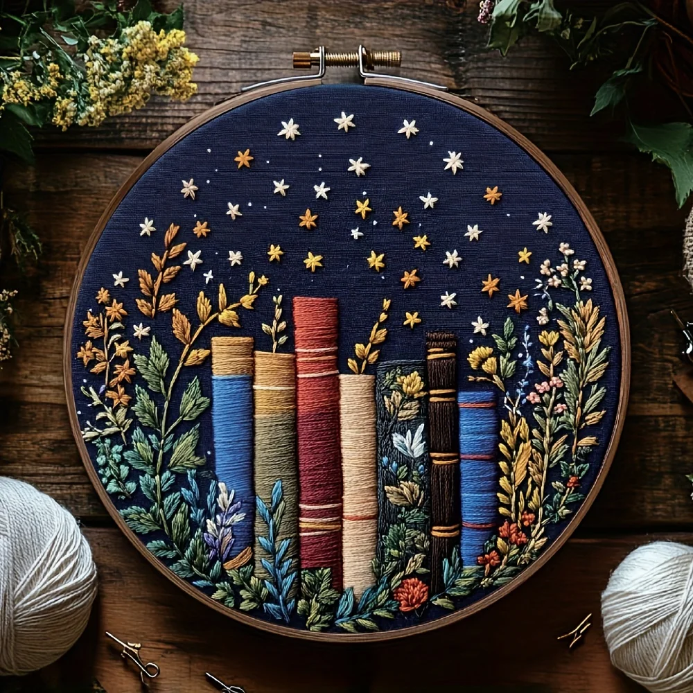 Creative Bookshelf Flower And Plant Book Pattern Series Handmade DIY ...