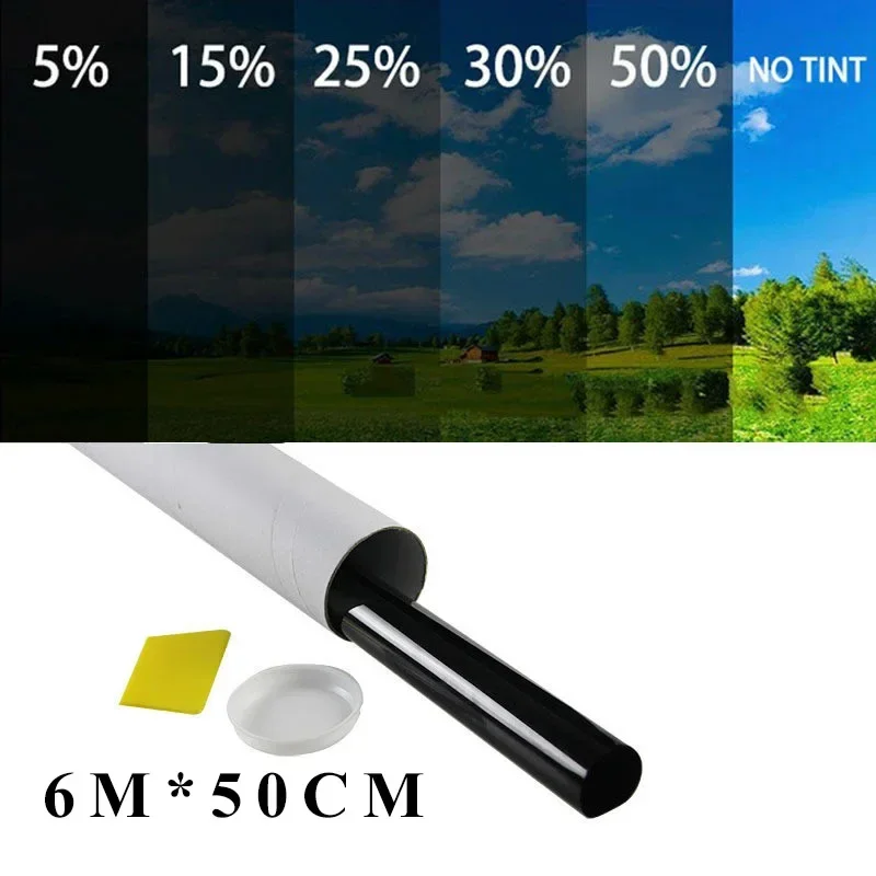6M-x50CM-VLT-Black-Car-Window-Foils-Film-Roll-with-Tube-Package-Auto ...