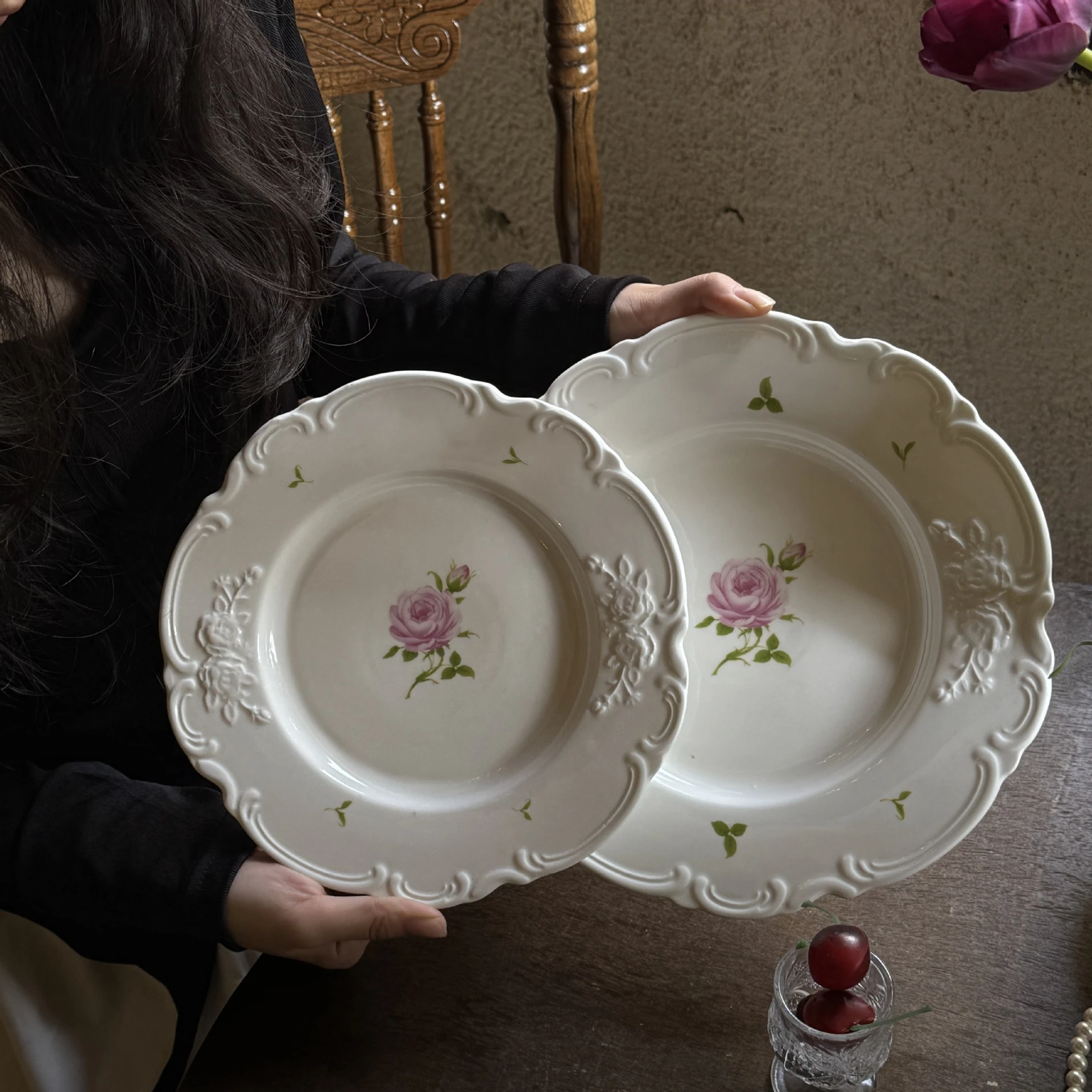 Prato de Jr Vintage Estilo Ocidental Zeteng, Prato Raso Bonito para Pão ...
