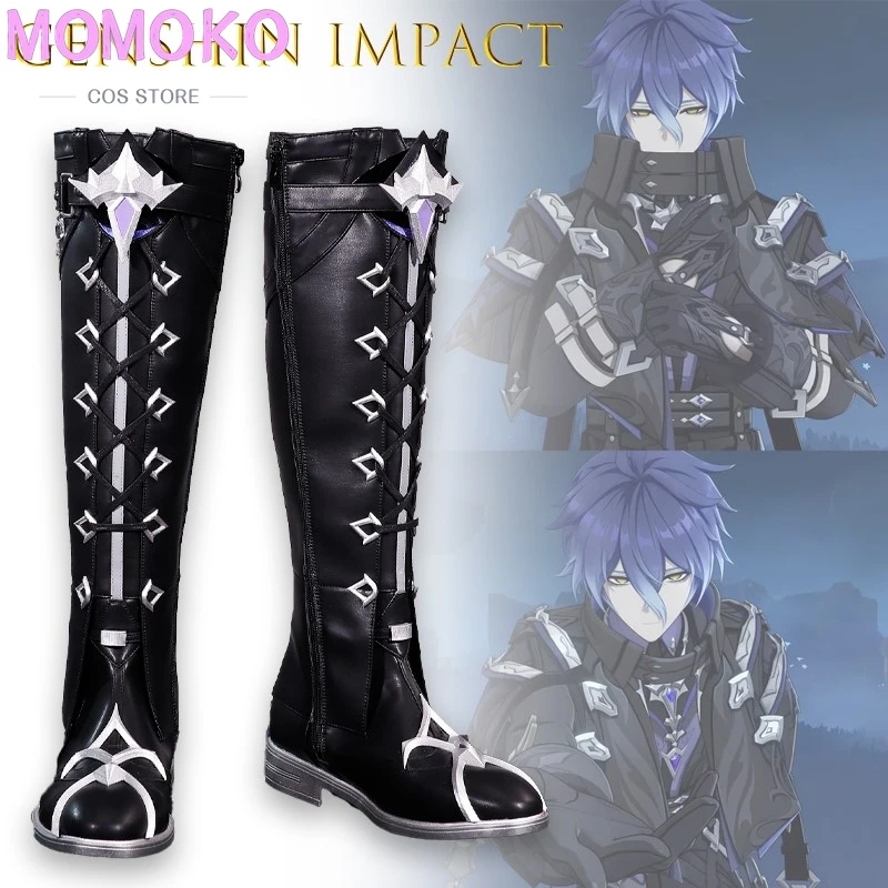 Genshin Impact Flins Cosplay Boots Male Performance Shoes Anime Game ...