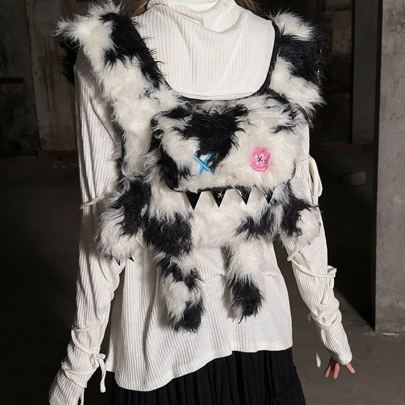 HAEX-Funny-Women-Backpacks-2024-Furry-Monsters-Individuality-Crossbody ...