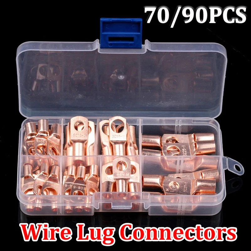 70-90PCS-10A-50A-Open-Crimp-Ring-Connector-OT-Cable-Electrical-Wire ...