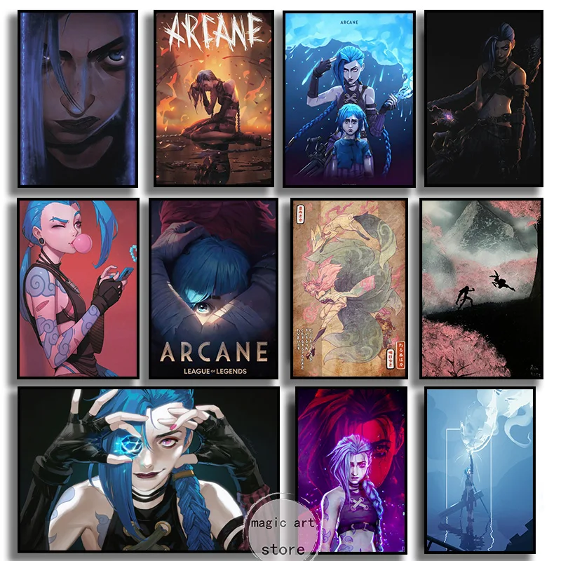 Poster League Legends Arcane | Jinx Arcane Poster | Arcane Wall Print ...