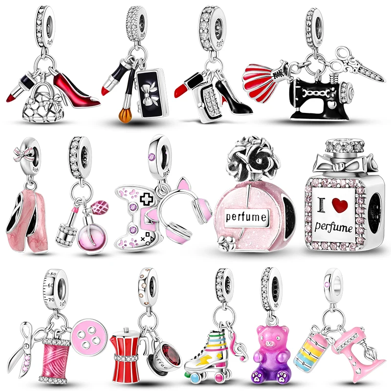 925-Silver-Lipstick-Perfume-Charms-Fit-Original-Pandora-Bracelet-DIY ...