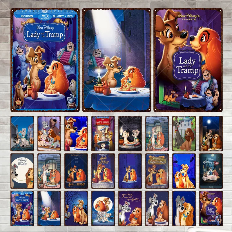 Lady-and-The-Tramp-Metal-Tin-Sign-Animals-Plauqe-Vintage-Poster-Retro ...