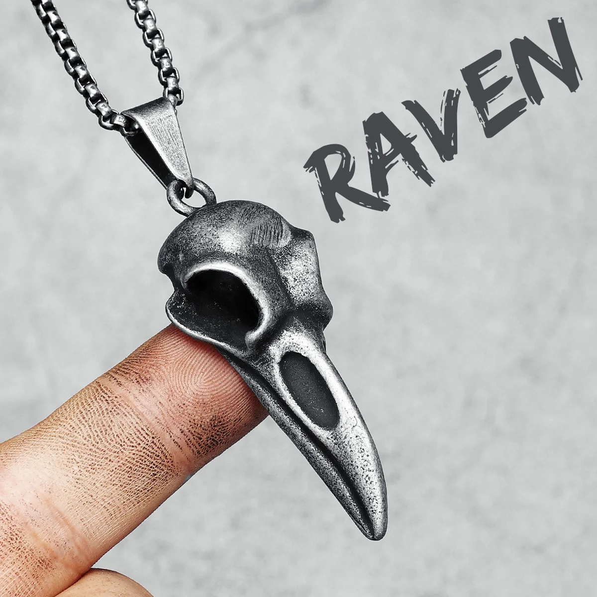 Raven Necklaces 316L Stainless Steel Crow Skull Pendant Men Gothic ...