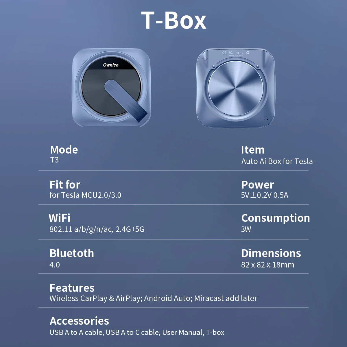 Wireless Ownice Carplay Android Auto for Tesla Connect Siri Assistant ...