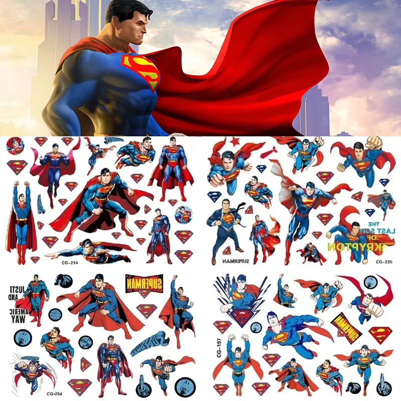 Superman-Tattoo-Stickers-Temporary-Tattoos-for-Kids-Birthday-Party ...