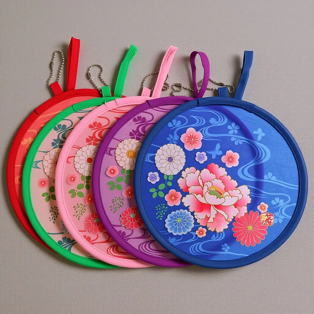 5Pcs Floral Round Foldable Hand Fan for Safe Lightweight Fan for ...