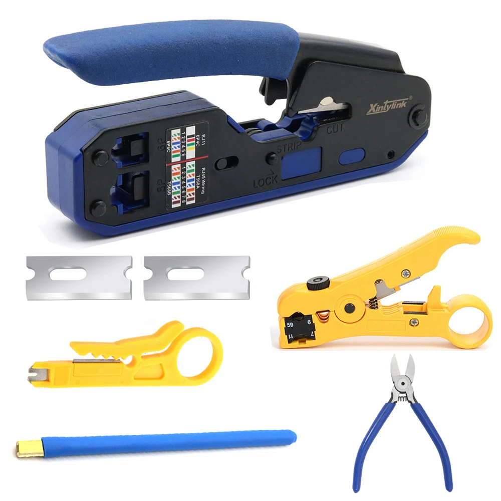 Cabo-de-rede-Crimpagem-Tool-Set-Alicate-Crimper-Wire-Stripper-Cortador ...