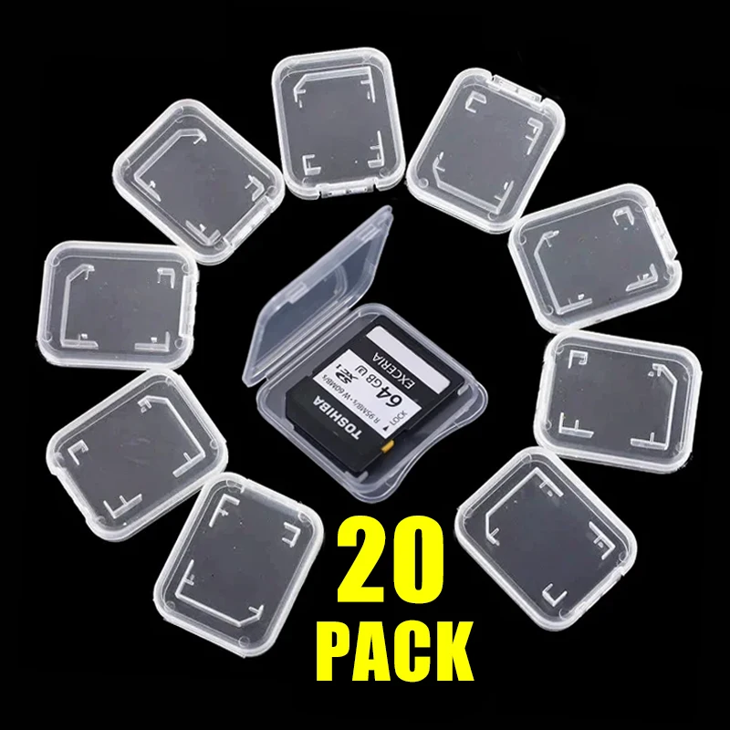 20/10/5/1PCS Transparent TF/SD CF Memory Cards Protective Case Holder ...