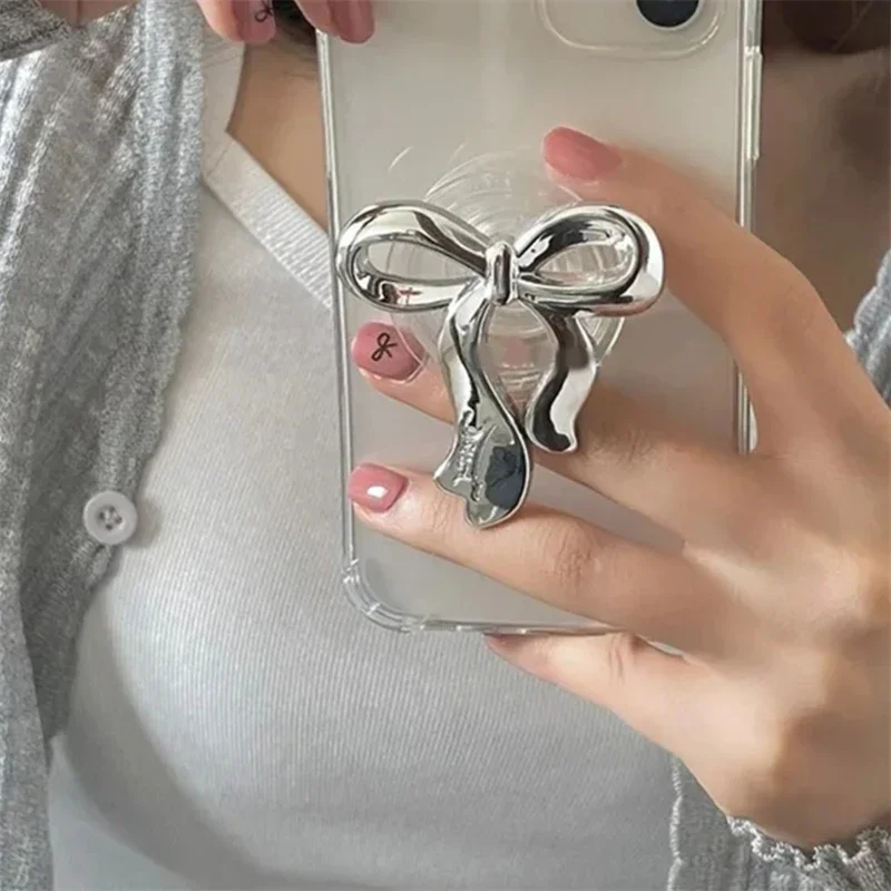 Boho-Korean-Silver-Bowknot-Griptok-Bow-Phone-Holder-Finger-Ring-Holder ...