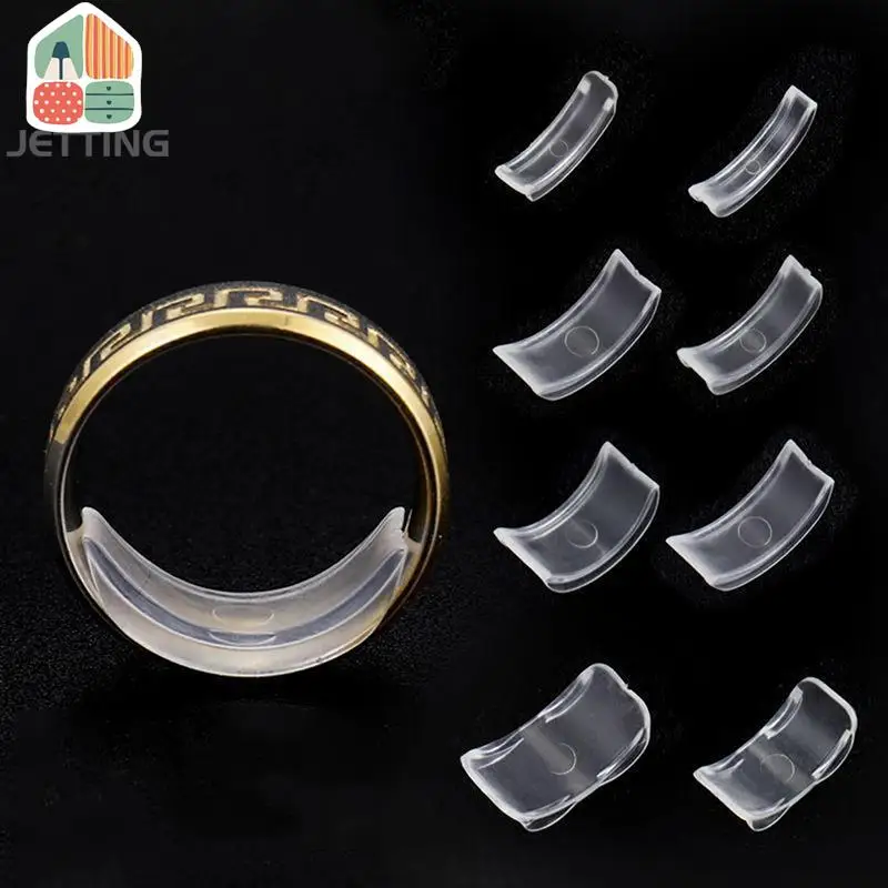 8 Sizes Silicone Invisible Clear Ring Size Adjuster Resizer Loose Rings ...