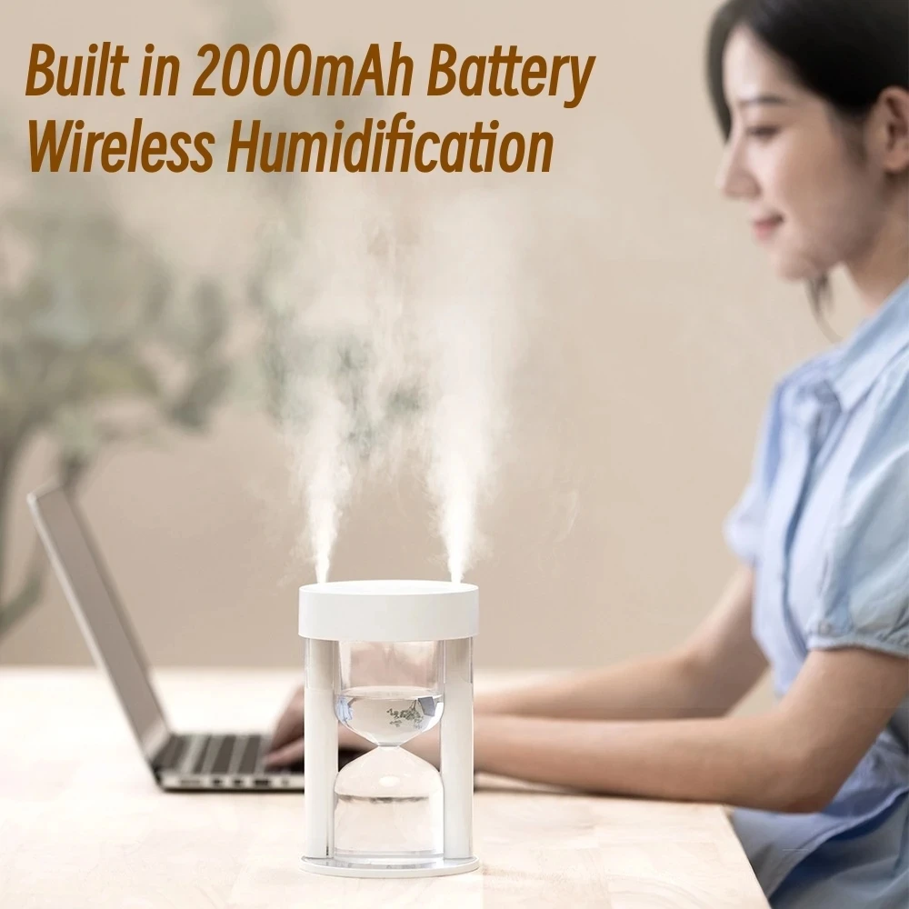 Portable-Wireless-Air-Humidifier-USB-Charging-360ML-Hourglass-Aroma-Oil ...