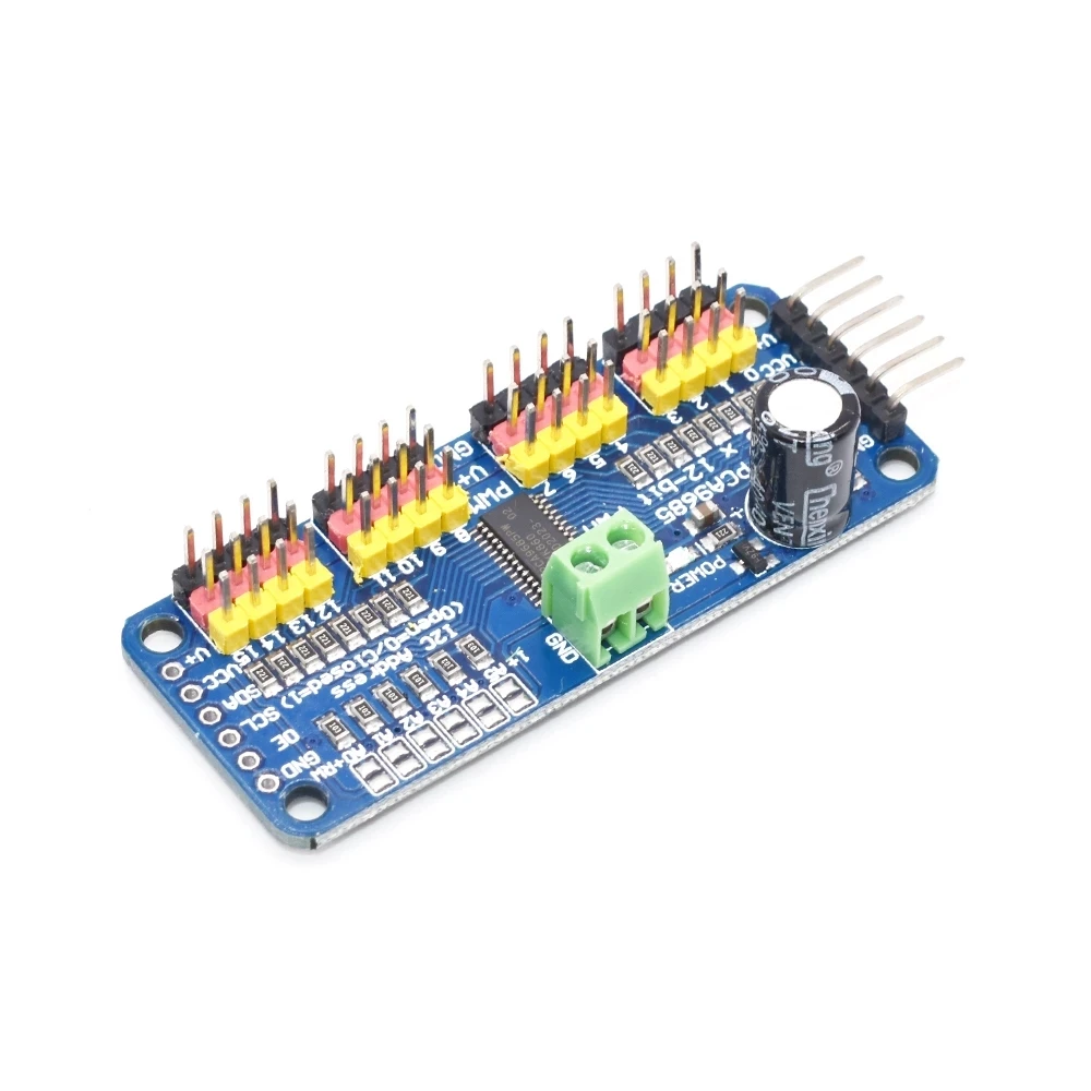 Módulo De Escudo Servo Para Arduino Raspberry Pi 16 Canais 12 Bits Driver Pwm Interface I2c ...