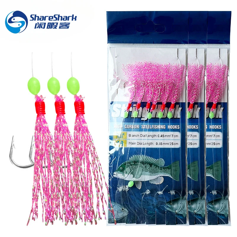 6-hooks-Saltwater-Sabiki-Rigs-6-String-Hooks-Flasher-Mackerel-Feather ...