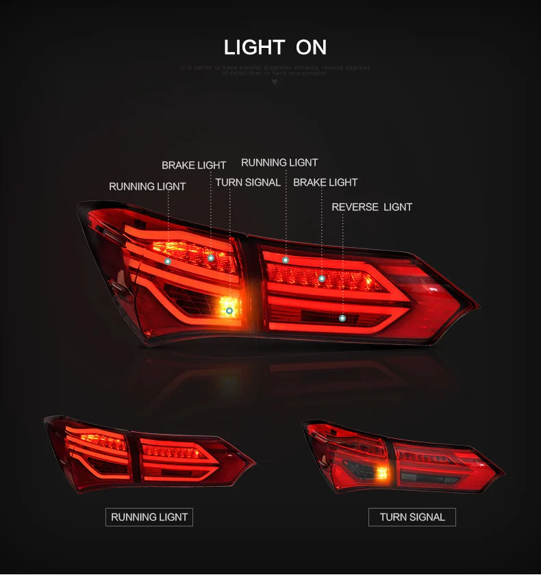 For Toyota Corolla Altis 2014 - 2023 Car Led Rear Tail Lights DRL Turn ...