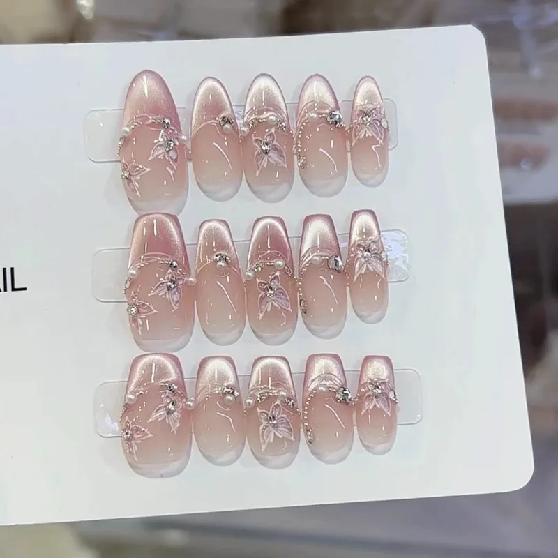 Handmade Artificial False Nails Self-adhesive Prosthetic Nail Set ...