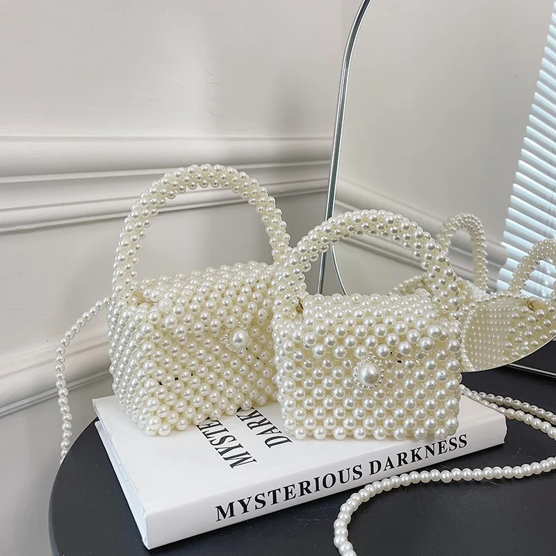 Bolso de perlas de lujo hecho a mano para mujer, bolsos de diseñador de ...