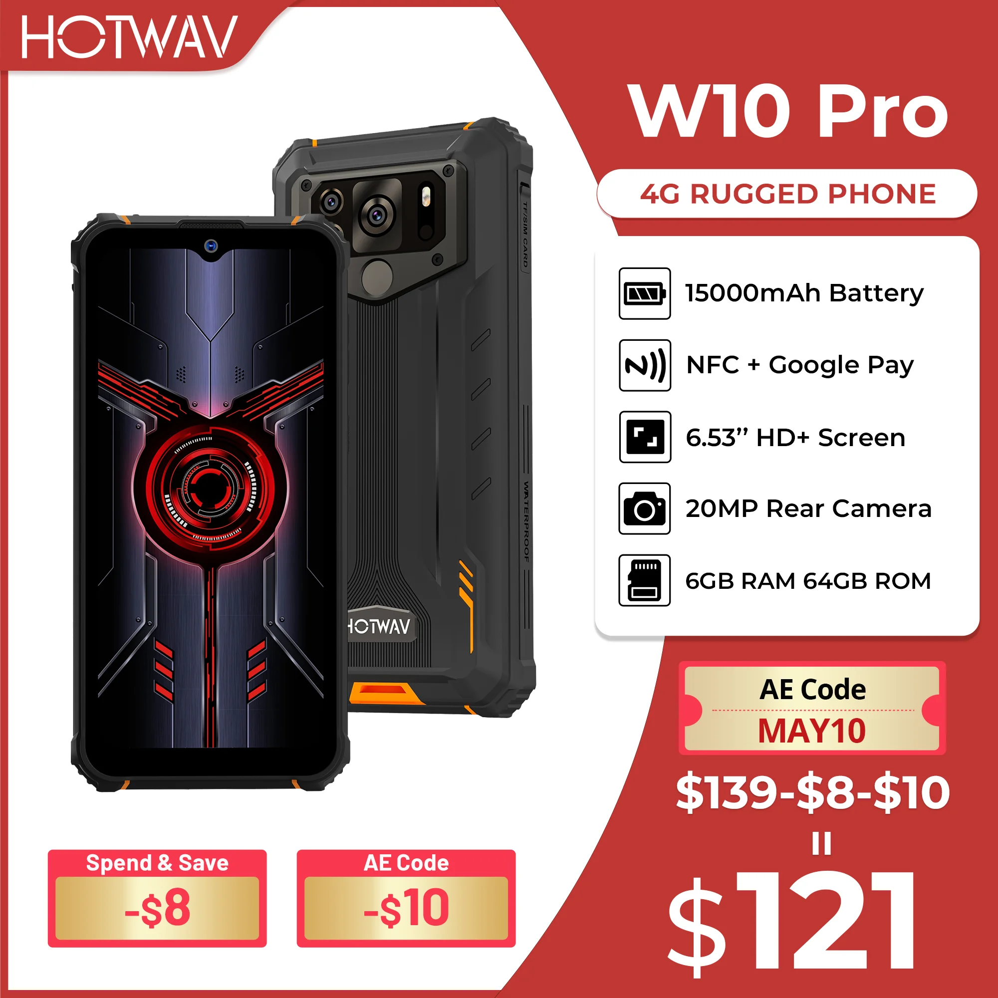 HOTWAV teléfono inteligente W10 Pro, Smartphone resistente con Android ...