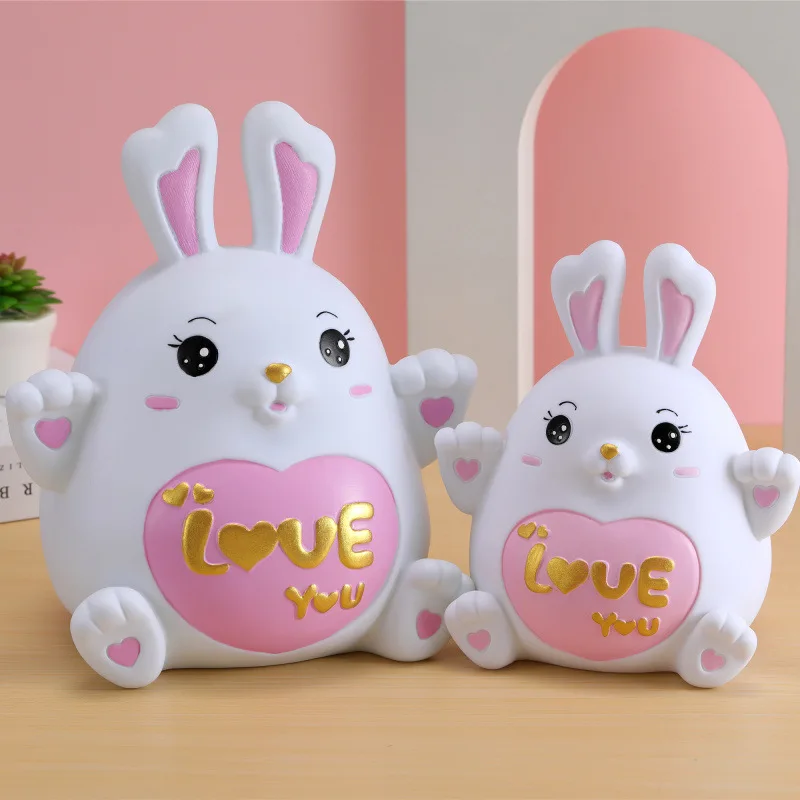 Rabbit Piggy Bank Vinyl Drop-resistant Children's Piggy Bank Can Store ...