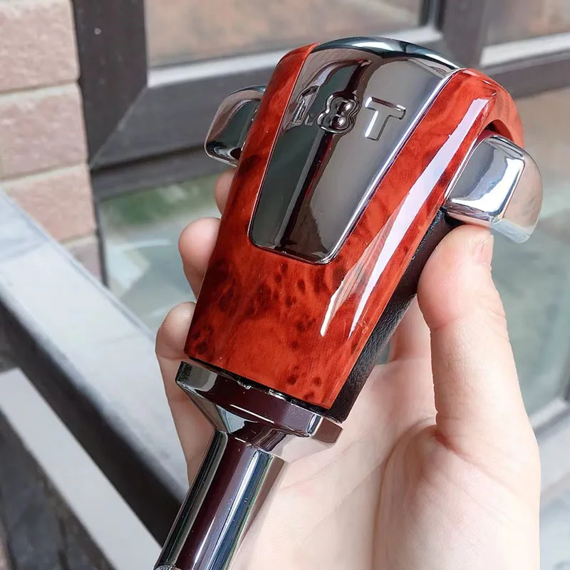 Car-Cherry-Wood-Chrome-Automatic-Gear-Shift-Knob-Shifting-Handball-For ...