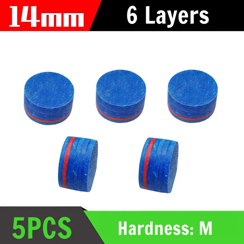 5PCS 14mm Billiards Pool Cue Tips 6 Layers M Hardness For Tako Billiard ...
