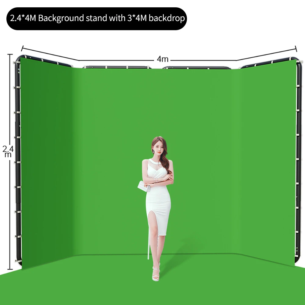 Portable Large Chromakey Green Screen Backdrop with Stand Photography ...