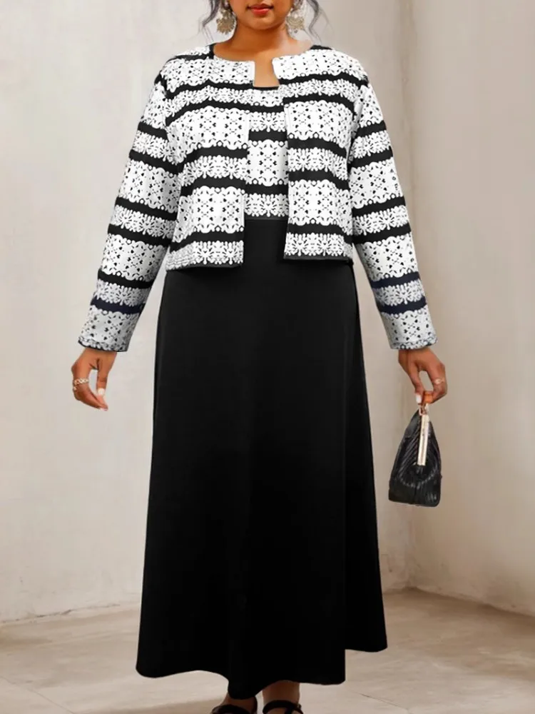 XL-5XL Plus Size Clothes Dresses 2 Piece Sets Women Robes Spring Autumn ...