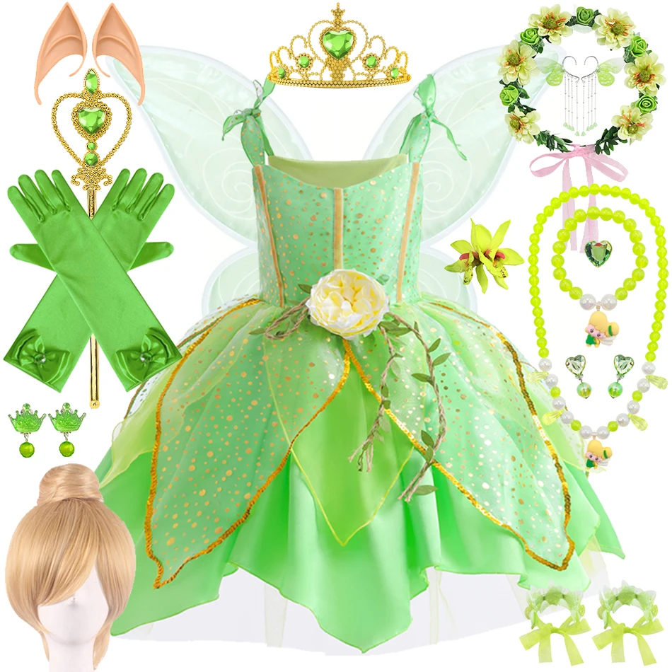 Girls-Cosplay-Flower-Fairy-Dress-Up-Princess-Kids-Costume-Green-Fancy ...