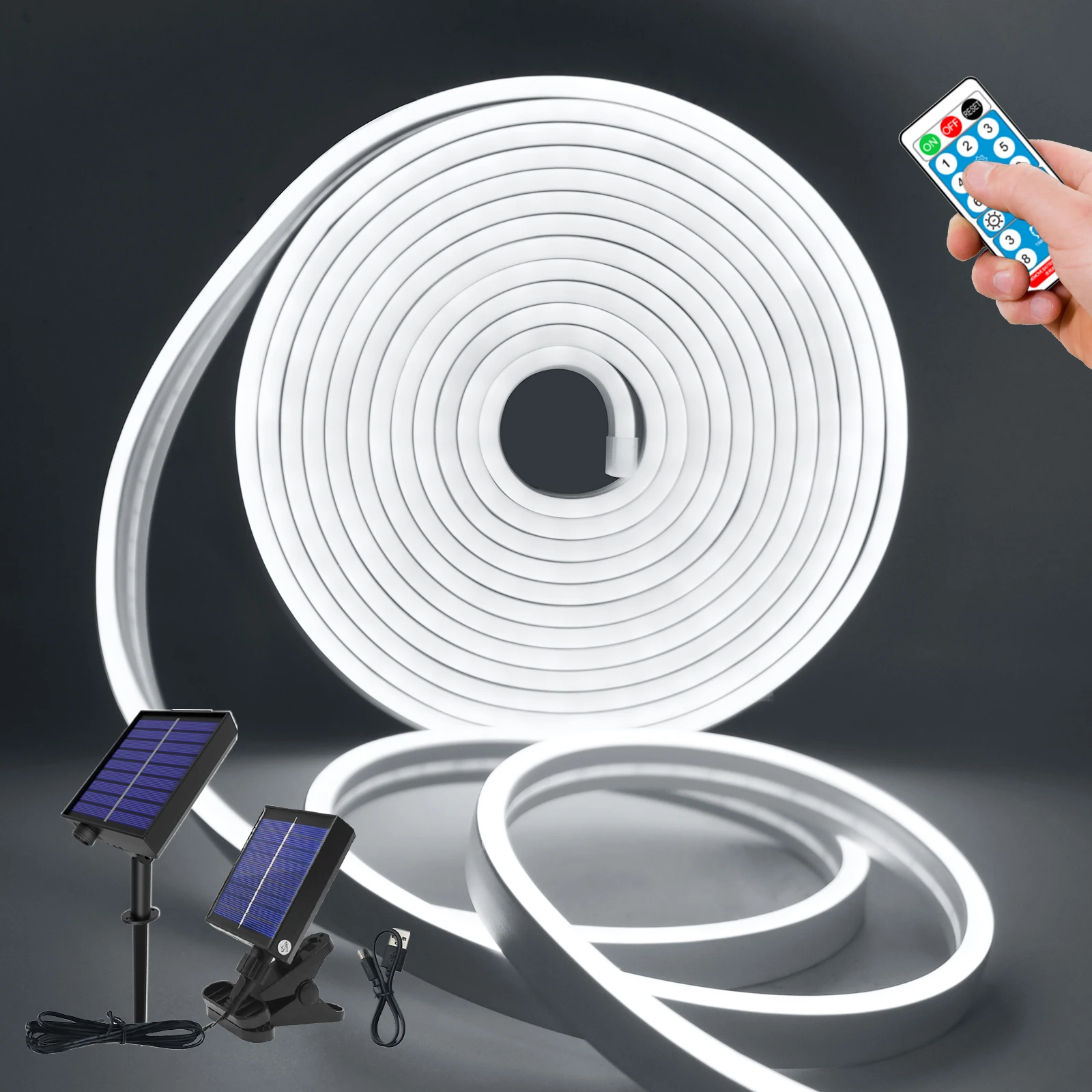 Solar Powered Neon Strip DC 5V Waterproof 2835 120Leds/M Home Garden ...
