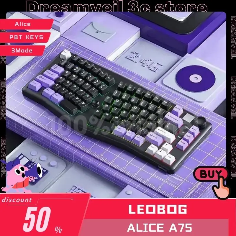 Leobot-A75-Teclado-Mec-nico-Teclado-Ergon-mico-Hot-Swap-Sem-Fio-RGB ...