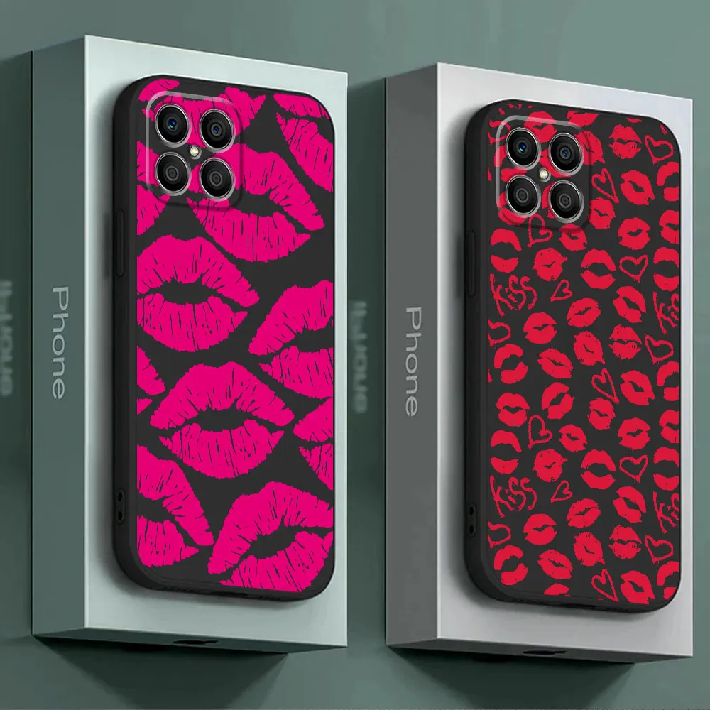 Sexy Girl Red Black Lips Kiss Phone Case for Honor 8X Magic5 Lite X6 70 ...