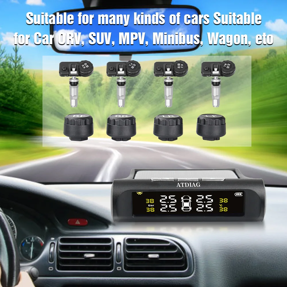 Solar Power Wireless Car Tpms Tire Tyre Pressure Monitoring System With ...