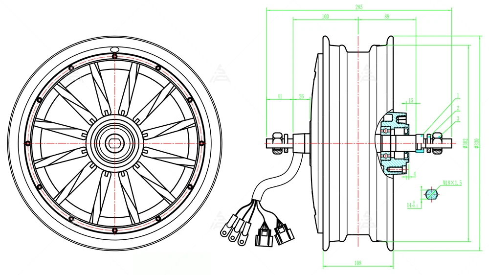QS Hub Motor 260 12inch 2000W 60V Electric Hub Motor