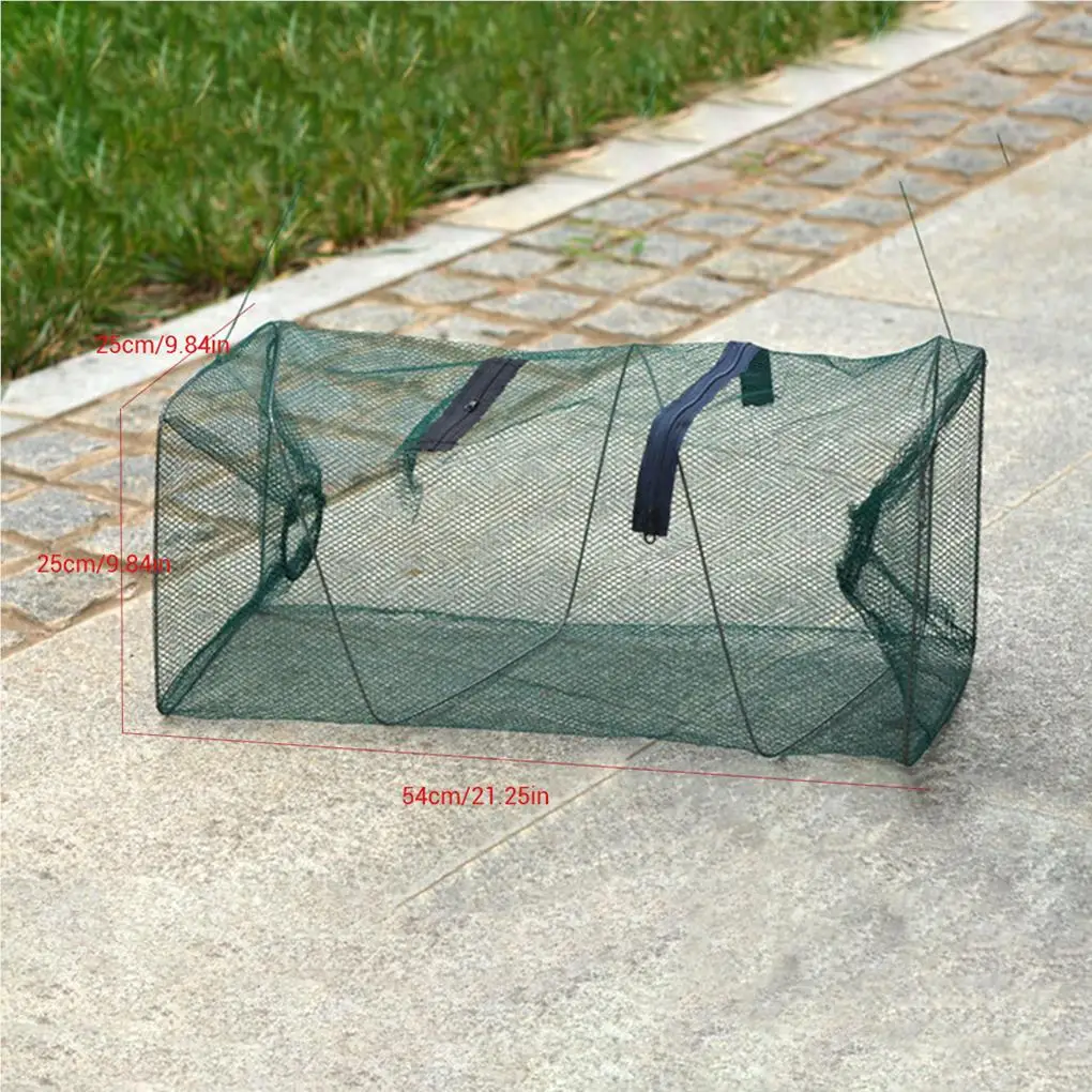 Foldable-Rectangle-Nylon-Fine-Mesh-Crab-Fishing-Net-Spring-Bait-Trap ...