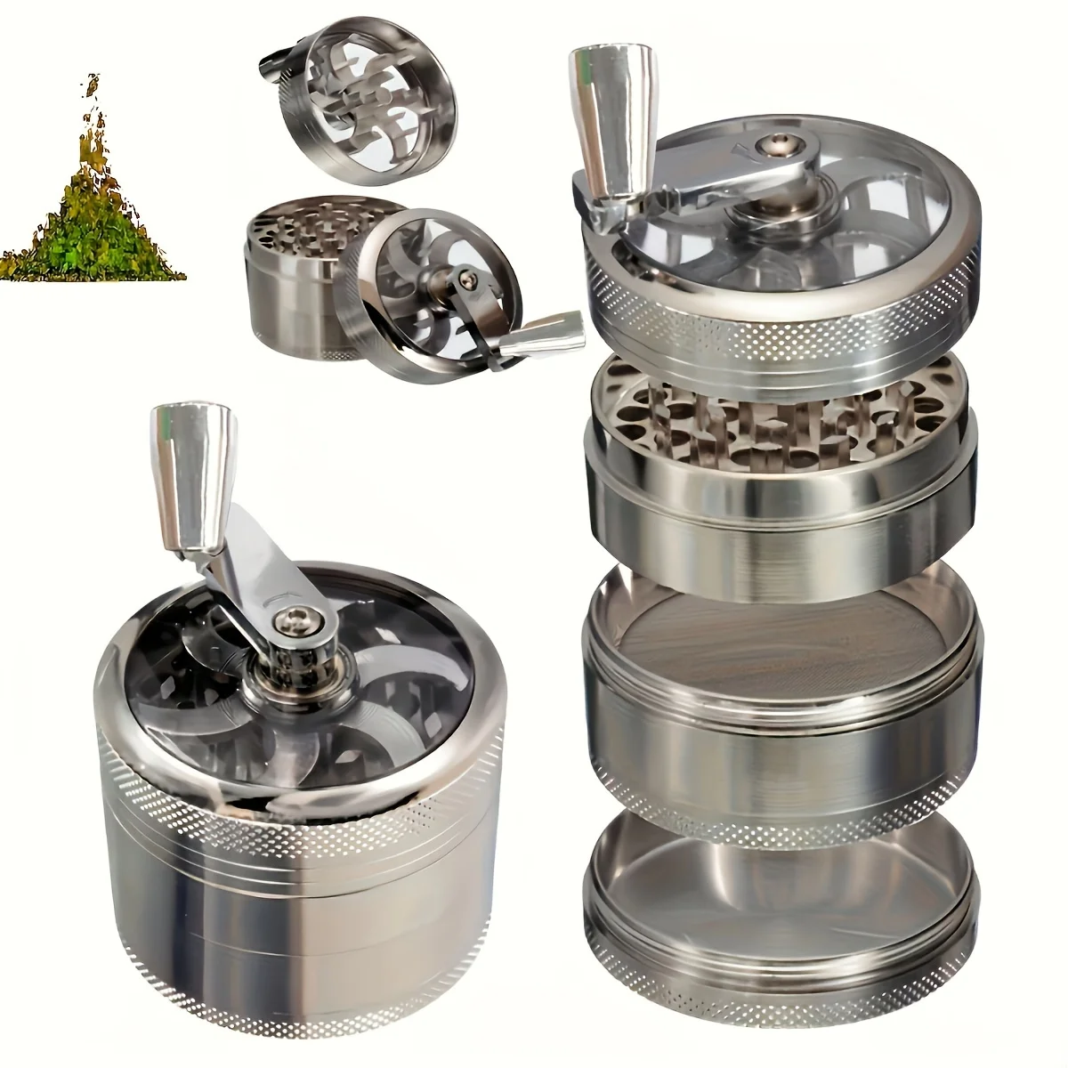 Hand-Crank-Tobacco-Grinder-Pollinator-Manual-Spice-Mills-4-Layers-Smoke ...