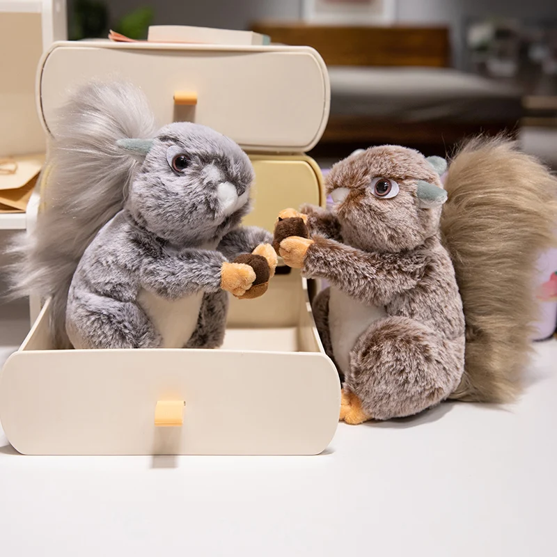 Kawaii Simulated Squirrel Plush Toys Cute Lifelike Squirrel Stuffed ...