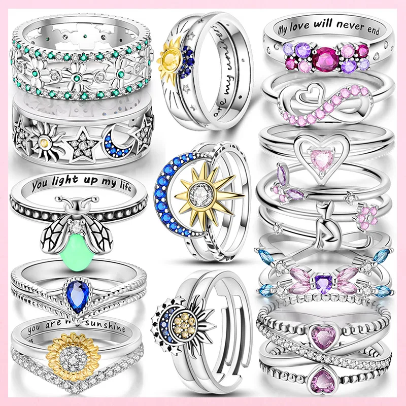 Original-Design-925-Sterling-Silver-Colored-Cubic-Zircon-Ring-Fit-Women ...