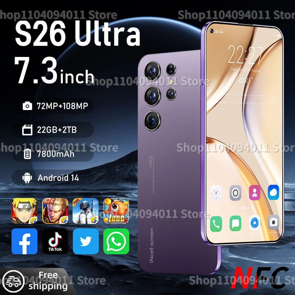 S26-Ultra-5G-Android-14-Smartphone-7-3-Polegada-Tela-Cheia-Face-ID-22GB ...