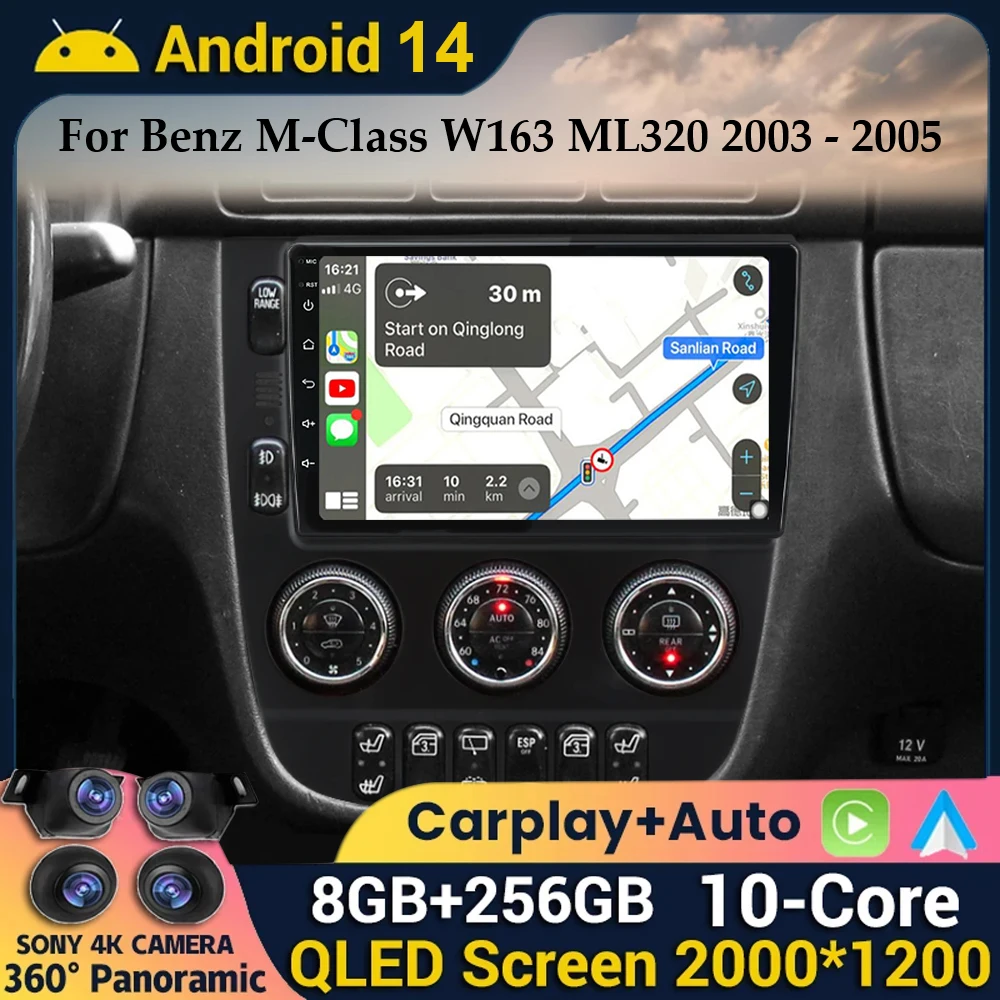 Android 14 Wireless Android Auto&Carplay For Mercedes Benz M-Class W163 ...