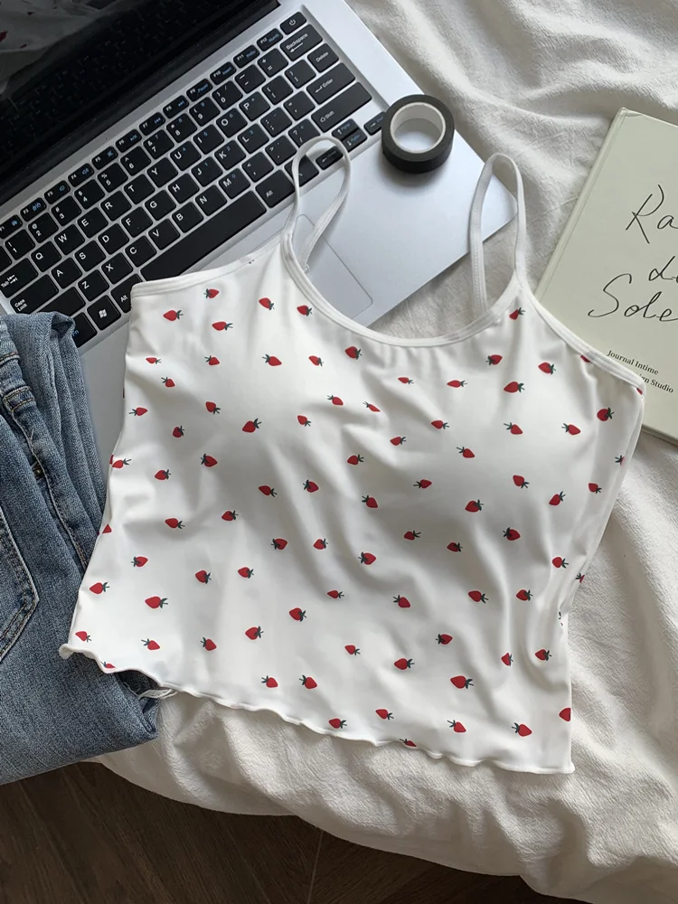 Cute Tank Top for Women with Built In Bra Spaghetti Strap Camis ...