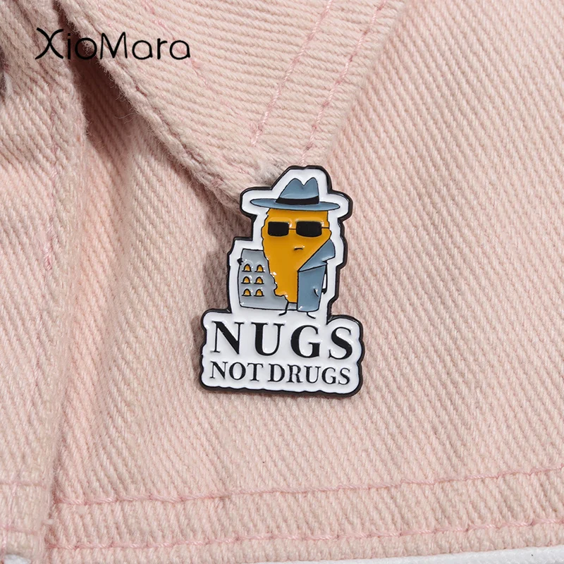 Cartoon Funny Chicken Nuggets Enamel Pin Nuggs Not Drug Brooches Lapel ...