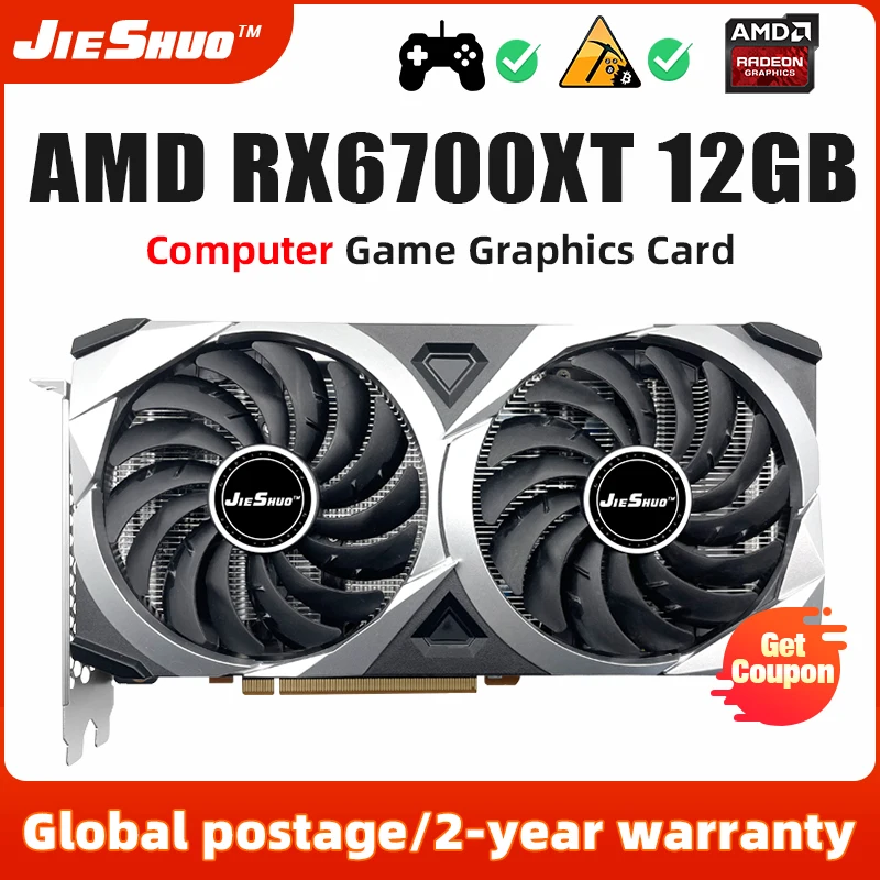 JIESHUO AMD RX 6700XT 12G Video Graphics Card GPU Gddr6 192-Bit ...