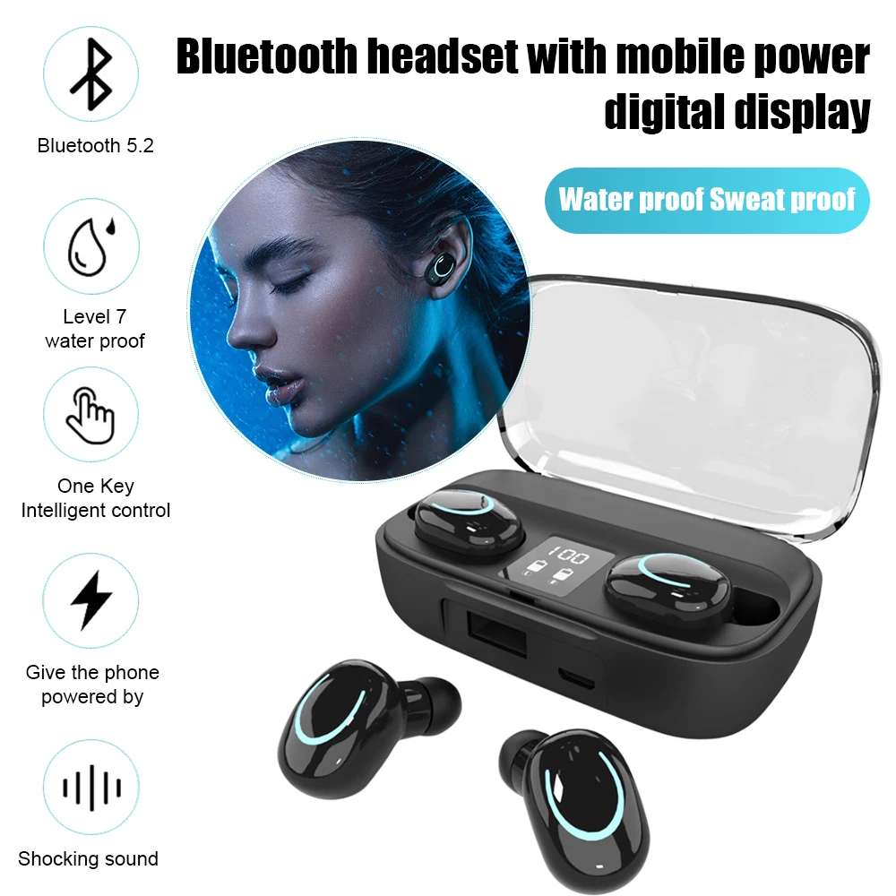 X10 TWS Bluetooth 5.2 Earphones In-Ear Wireless Headphone Stereo Sports ...