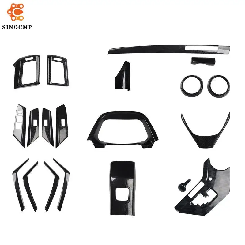 1Set Car Interior Panel Decoration Kit Suitable Black Twill Carbon ...